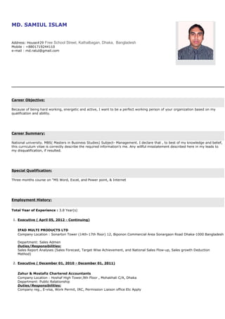 Md. samiul islam_cv | DOC