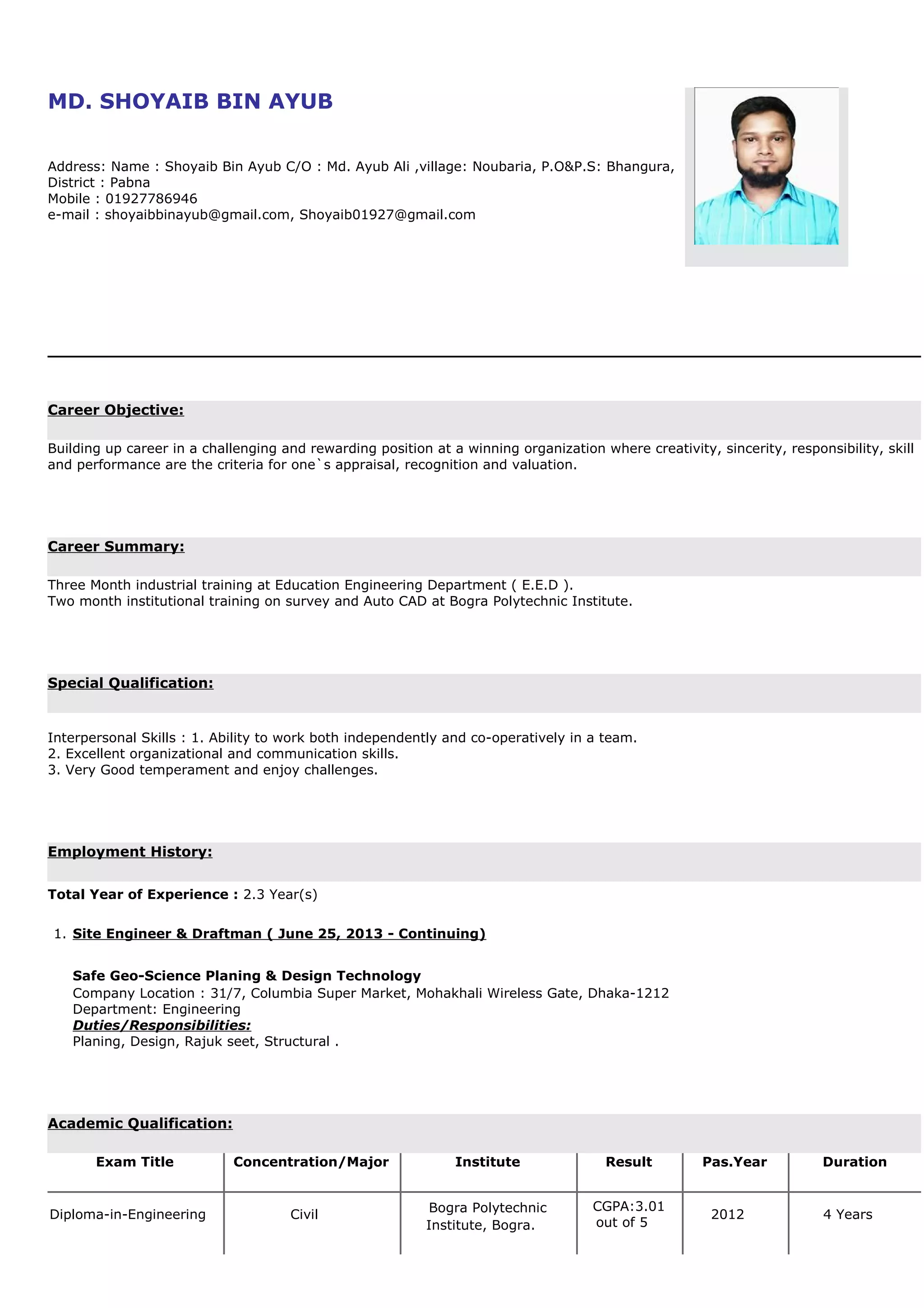 Md. shoyaib bin_ayub_cv | DOC