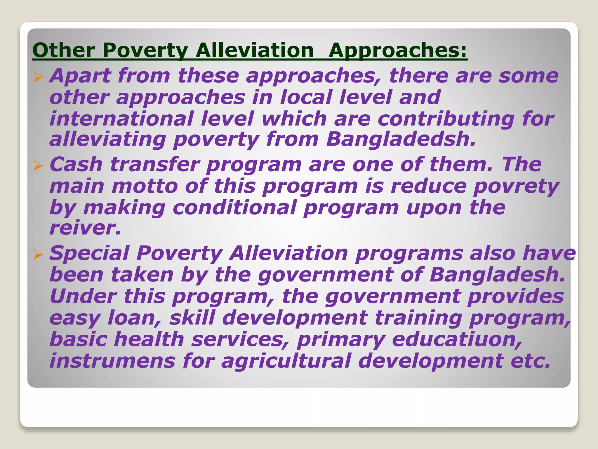 Poverty alleviation approaches in Bangladesh | PPTX