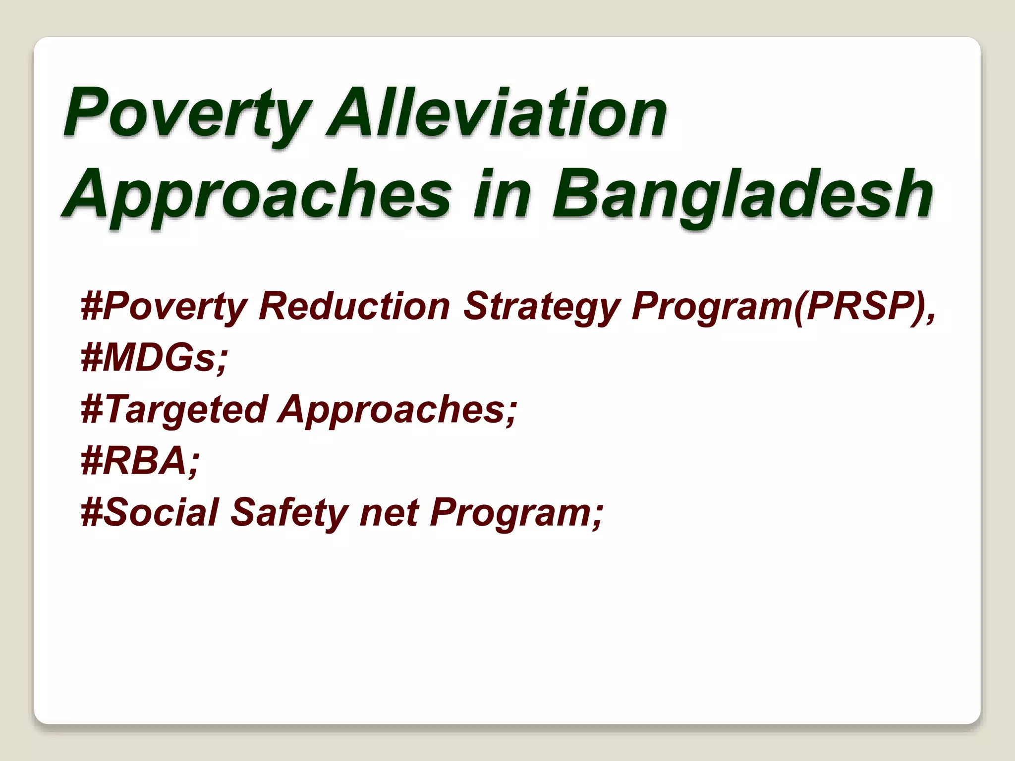 Poverty alleviation approaches in Bangladesh | PPTX