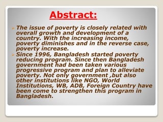 Poverty alleviation approaches in Bangladesh | PPTX | Debated Sensitive ...