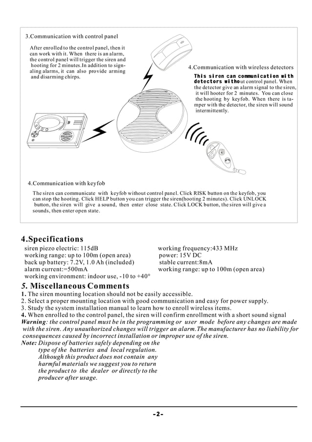 Wireless Hooter Md 204 - User Manual | PDF