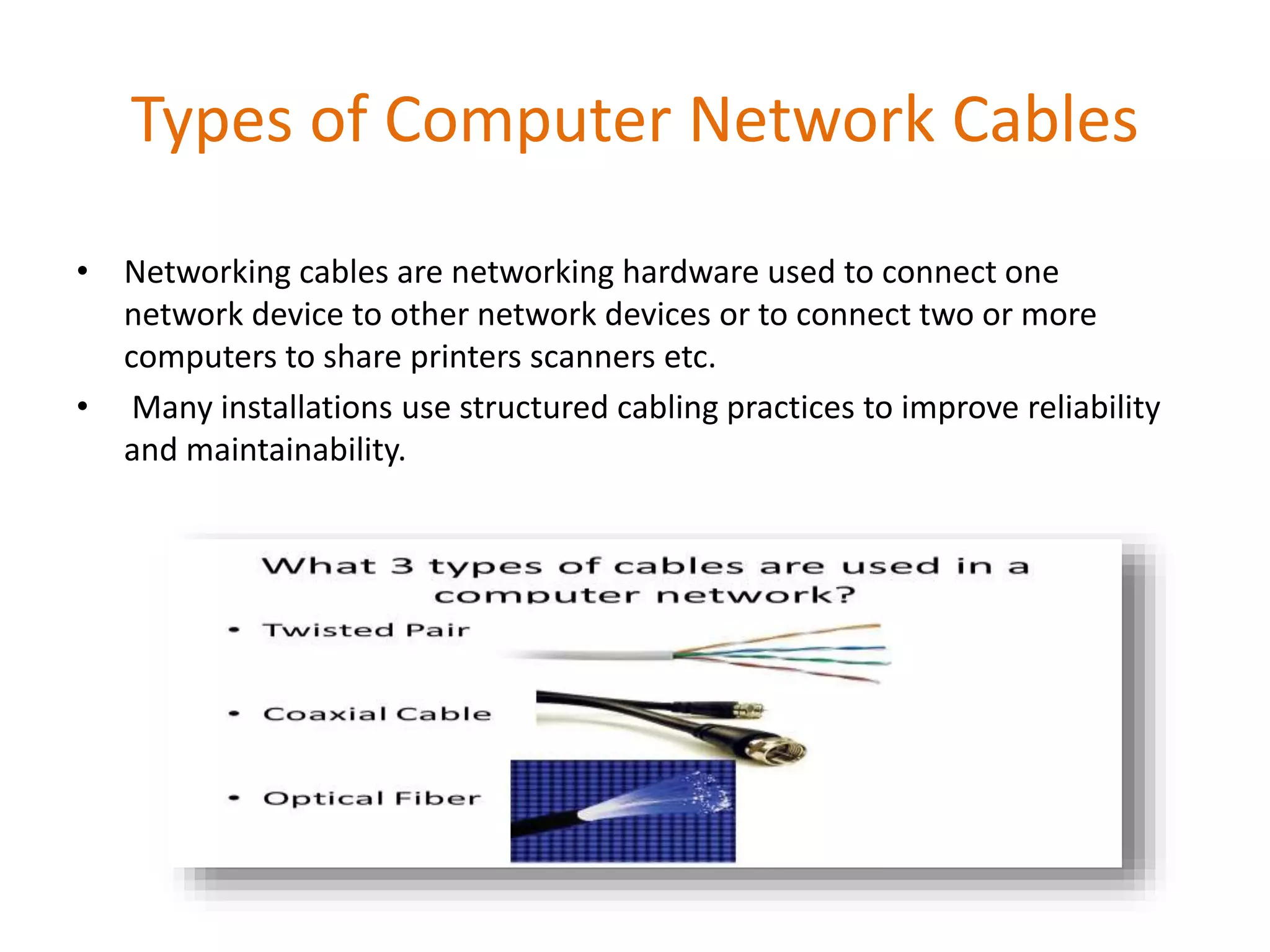 Type of Computer Network Cable . | PPT