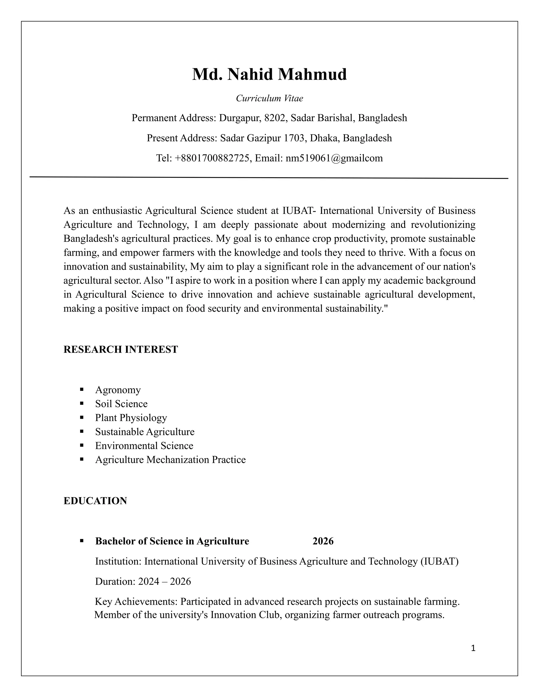 Md. Nahid Mahmud exhaustive information. | PDF