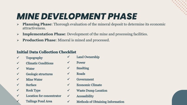 FUNDAMENTALS OF MINE DESIGN, AND PLANNINGS | PPTX | Developmental Sites ...