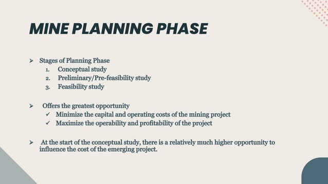 FUNDAMENTALS OF MINE DESIGN, AND PLANNINGS | PPTX | Developmental Sites ...