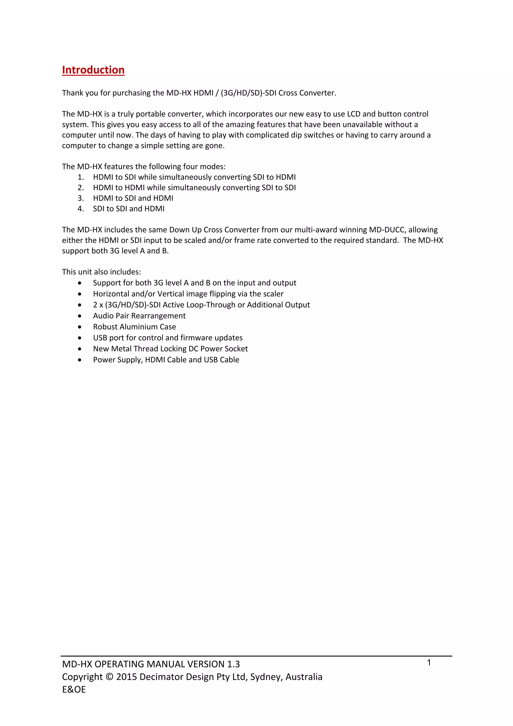 Decimator MD-HX hardware-manual_fv1.3 | PDF