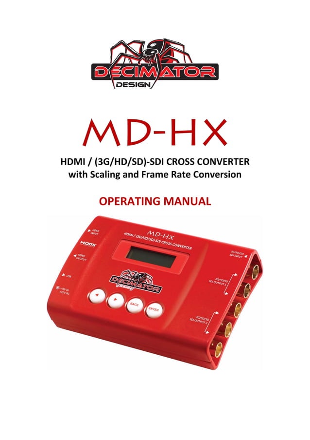 Decimator MD-HX hardware-manual_fv1.3 | PDF | Video Software | Computer Software and Applications