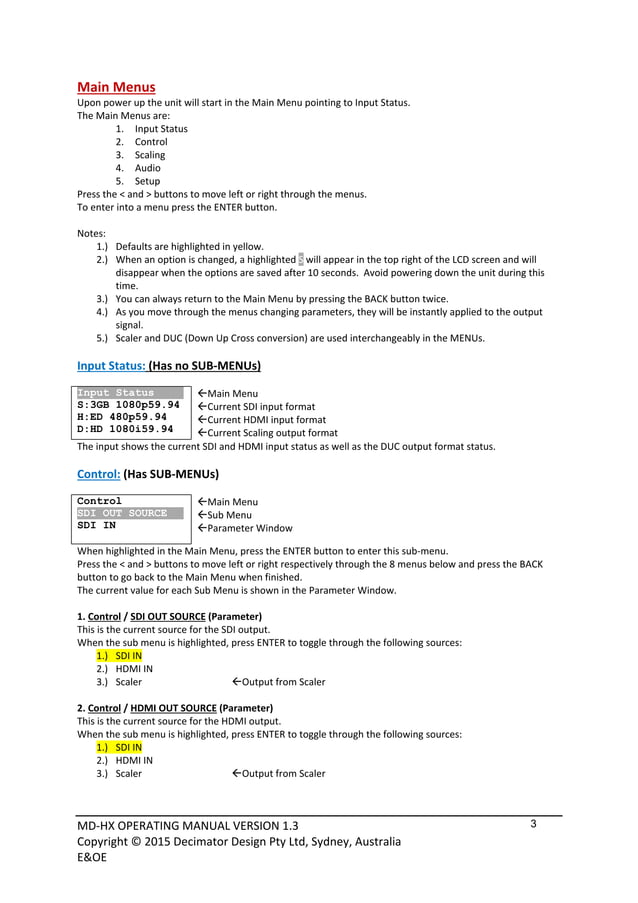 Decimator MD-HX hardware-manual_fv1.3 | PDF | Video Software | Computer ...