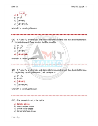 Machine design - II - MCQ | PDF