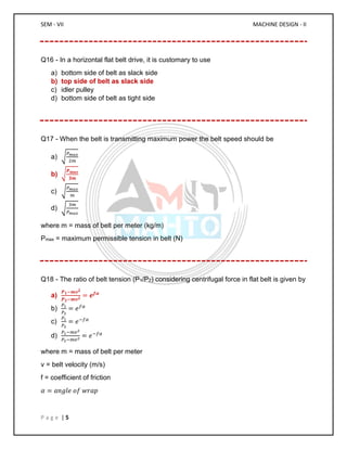 Machine design - II - MCQ | PDF