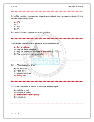 Machine design - II - MCQ | PDF