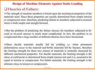 Theories of Failures (STATIC LOADING) | PPTX