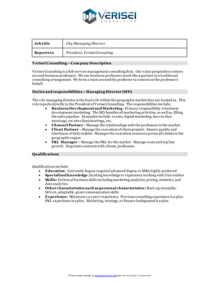 Job Description For Managing Director