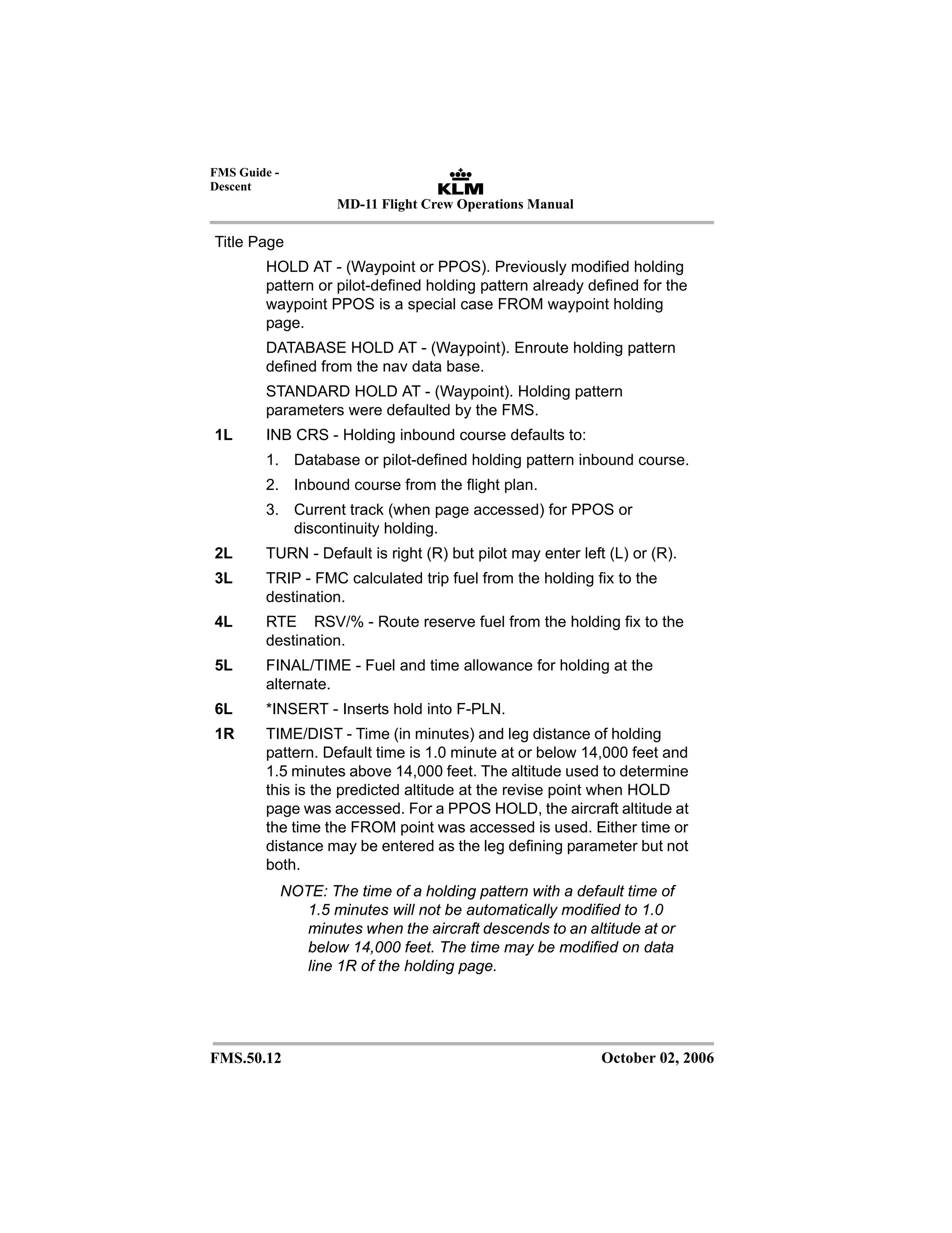 MD11 Flight Crew Operating Manualvol.2B rev.58 KLM | PDF