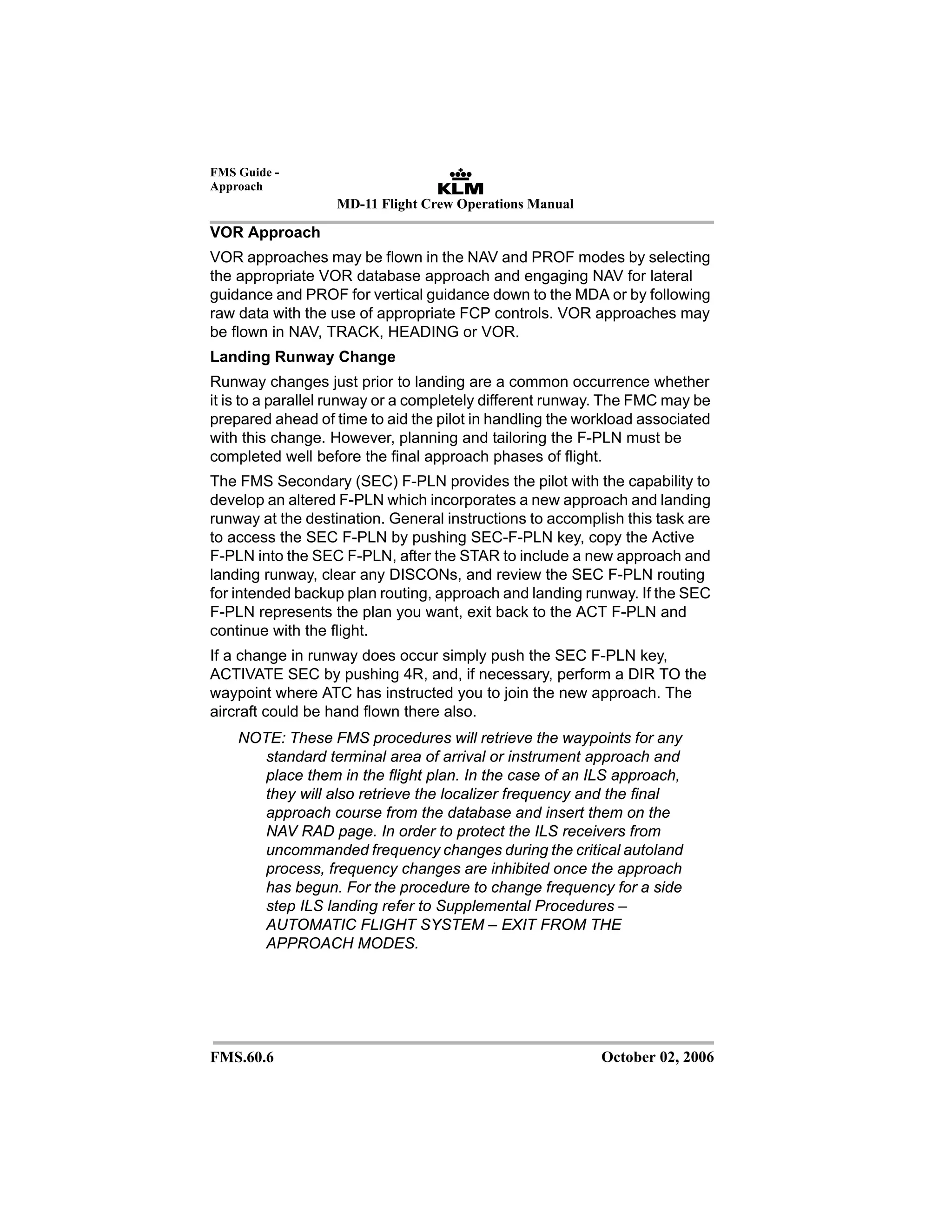 MD11 Flight Crew Operating Manualvol.2B rev.58 KLM | PDF