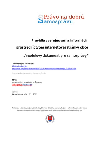 Pravidlá zverejňovania informácií prostredníctvom internetovej stránky obce | PDF