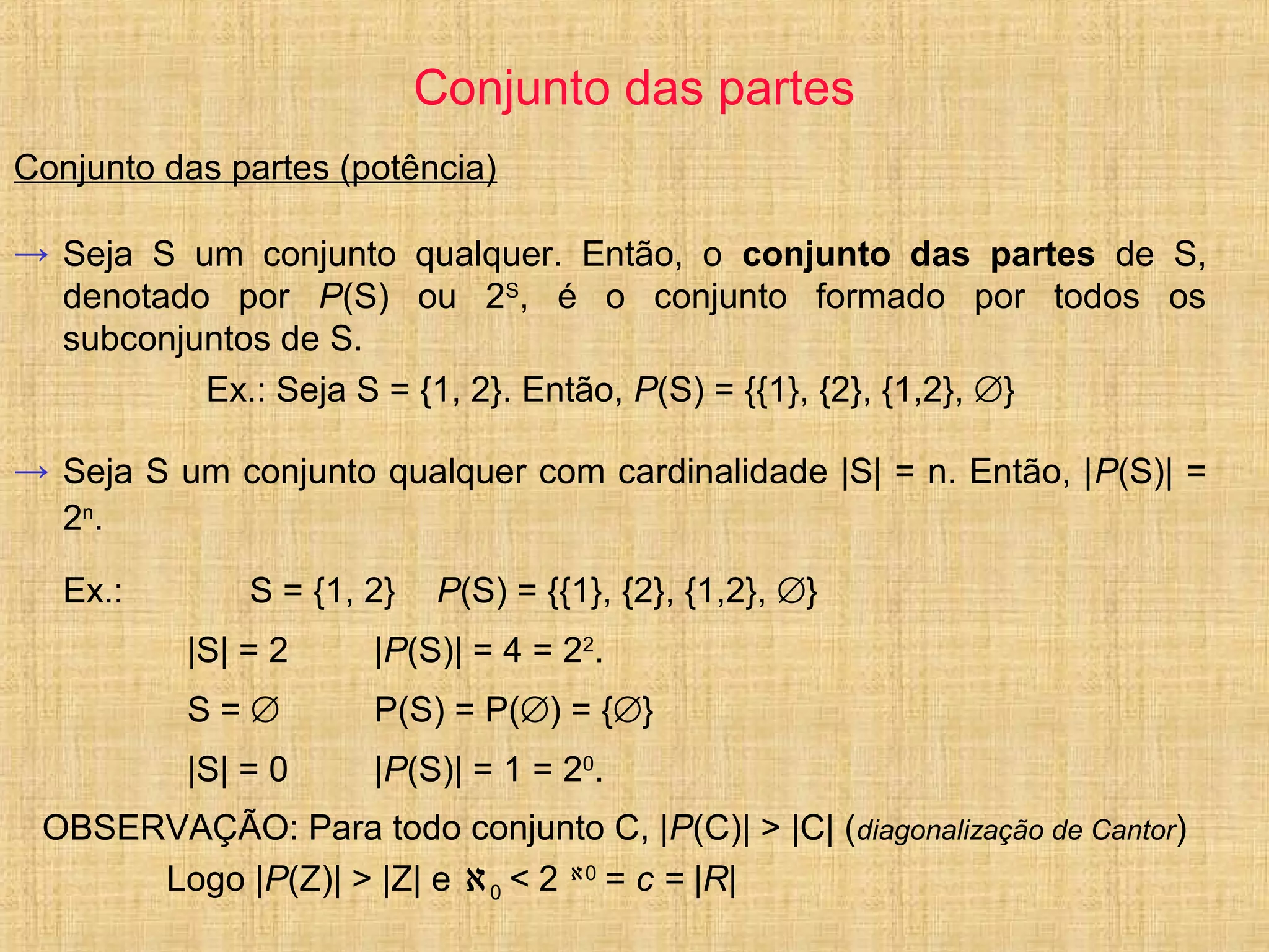 Matemática Discreta - Parte IV teoria dos-conjuntos | PPT