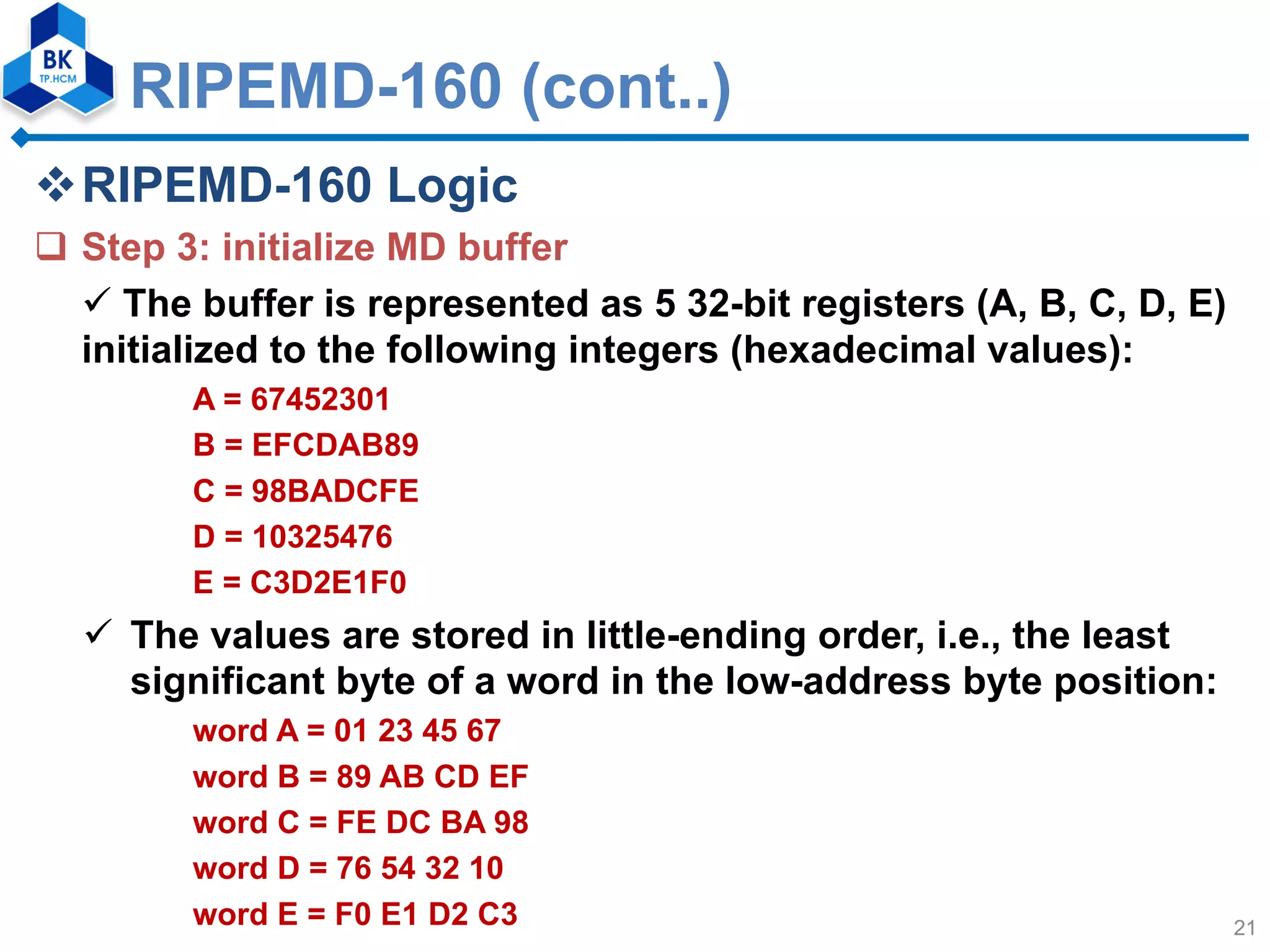 Hash functions MD5 and RIPEMD 160 | PDF