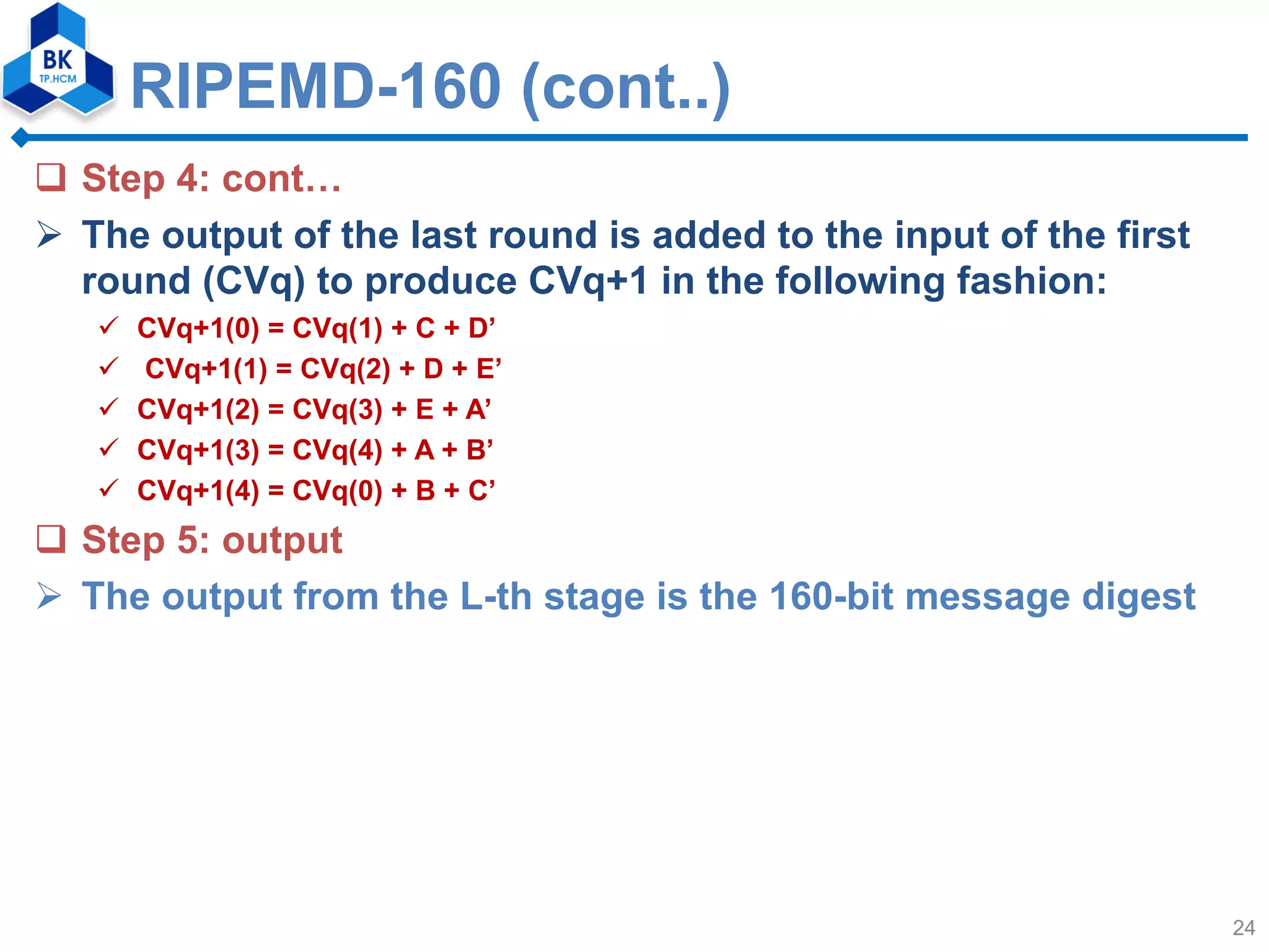 Hash functions MD5 and RIPEMD 160 | PDF