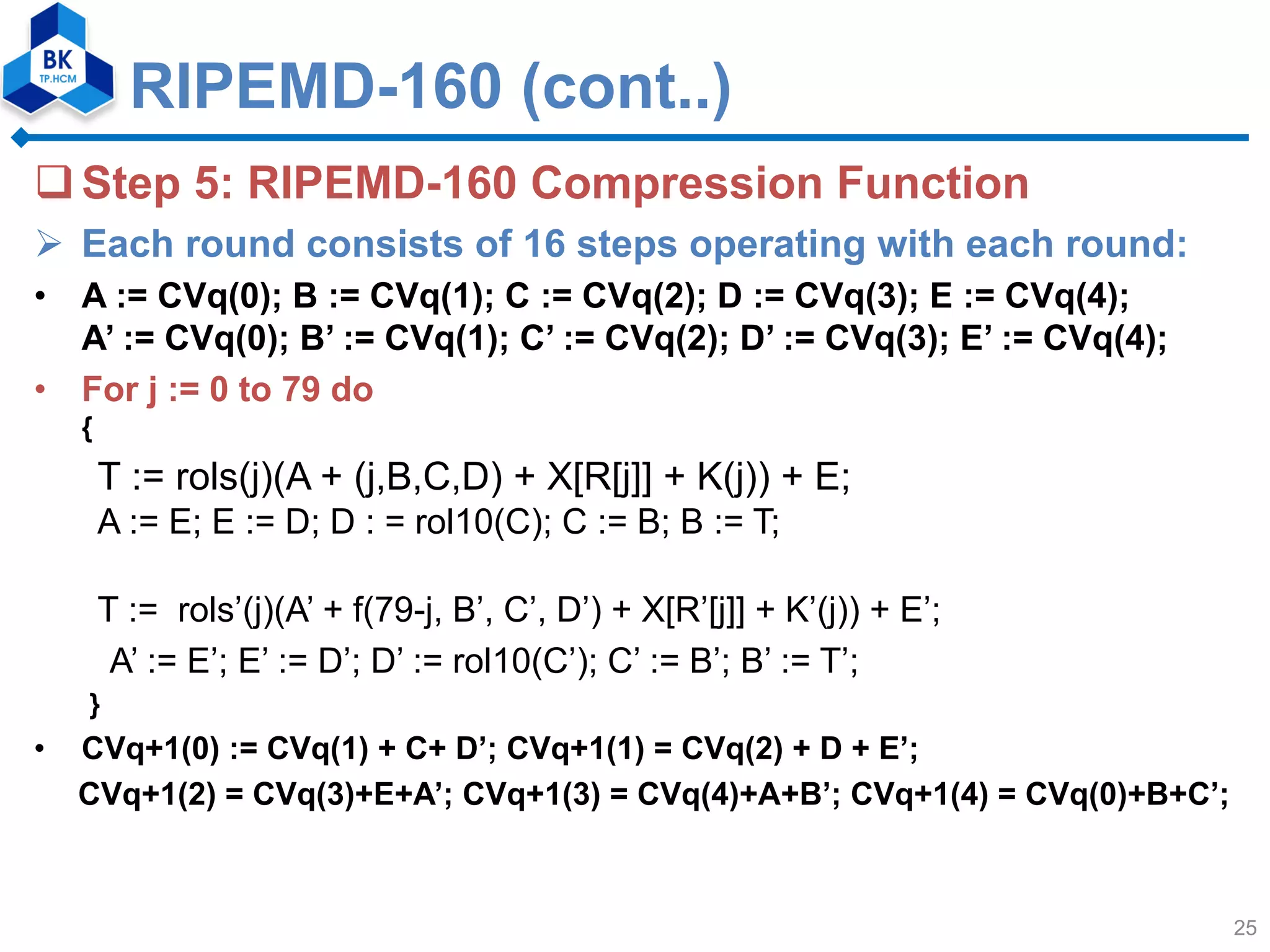 Hash functions MD5 and RIPEMD 160 | PDF