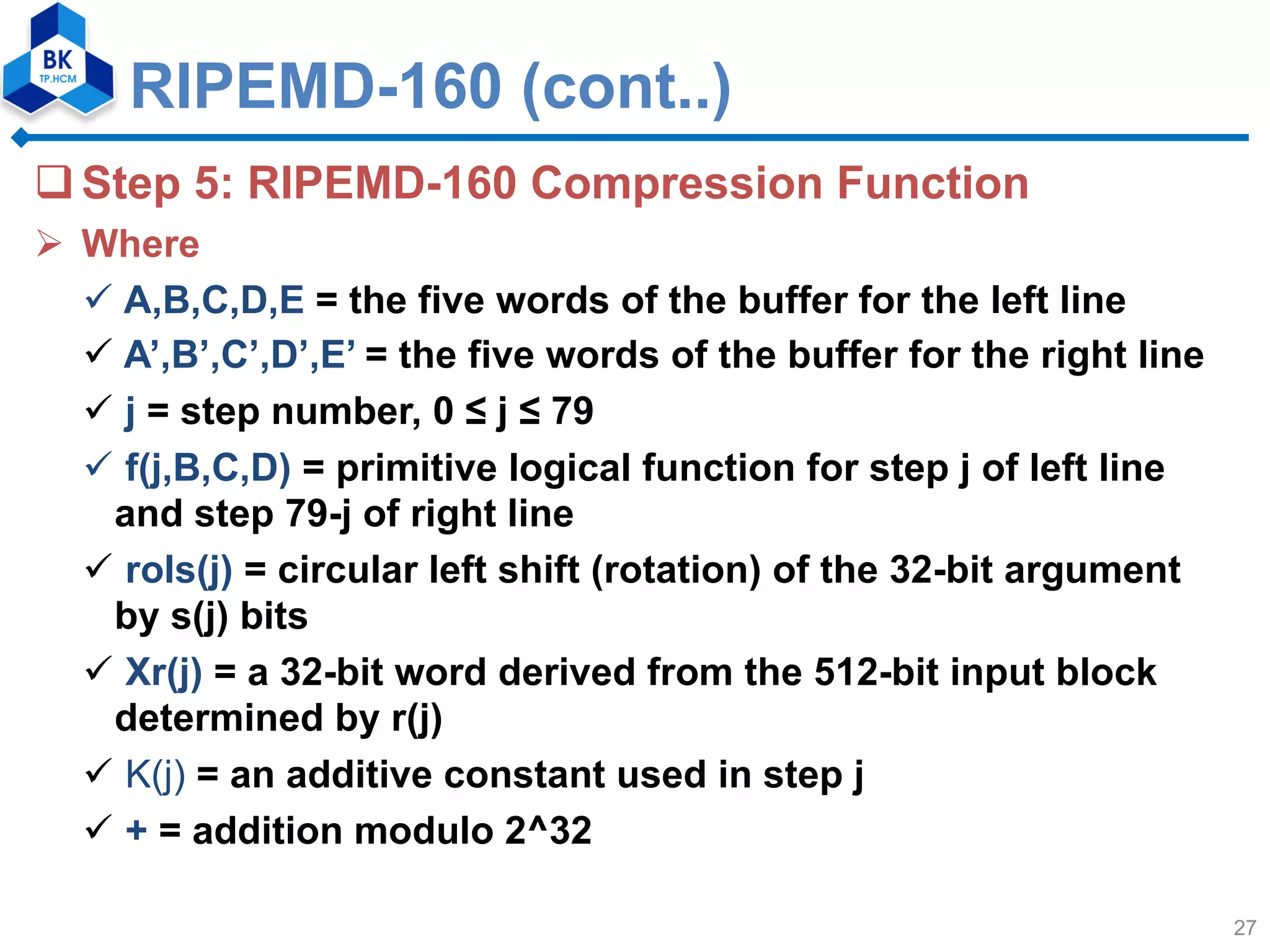 Hash functions MD5 and RIPEMD 160 | PDF