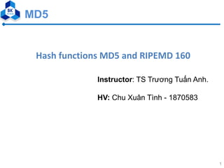 Hash functions MD5 and RIPEMD 160 | PDF