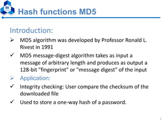 Hash functions MD5 and RIPEMD 160 | PDF