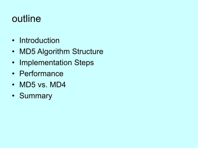 introduction to MD5 Massage Digest Algorithm.ppt