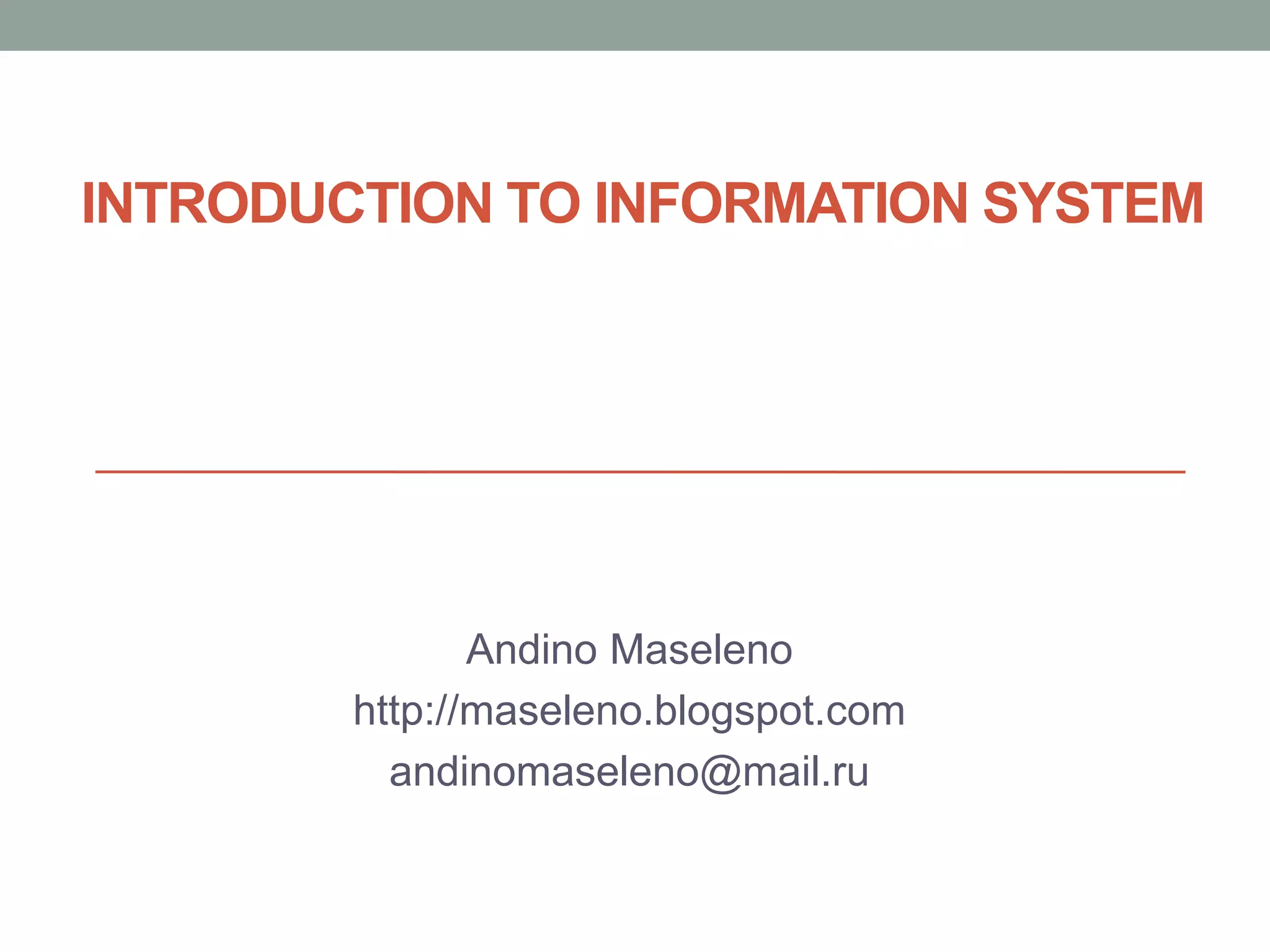 Introduction to information system | PPTX