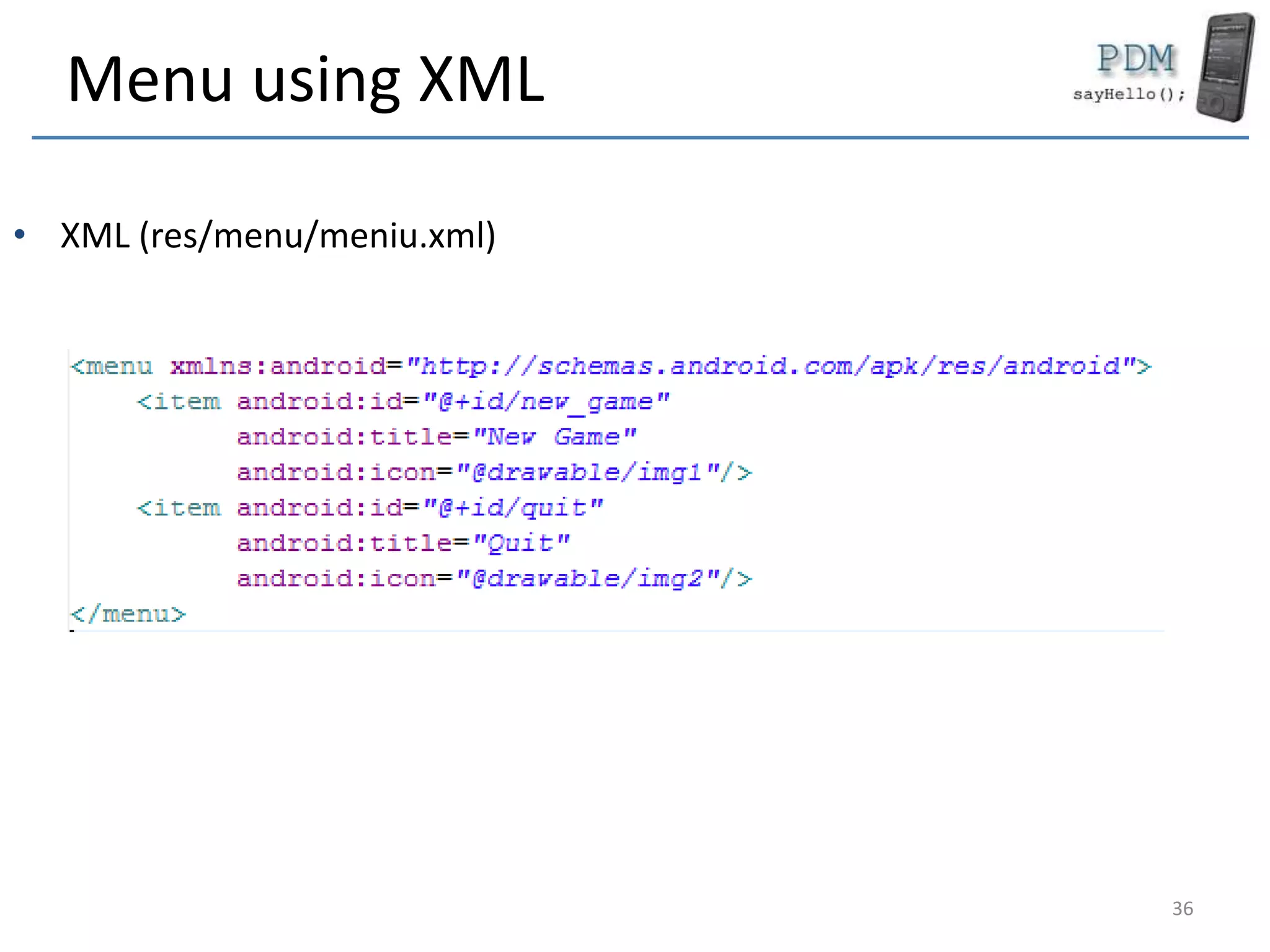 MDAD 4 - Android - Basics of UI Applications | PPT