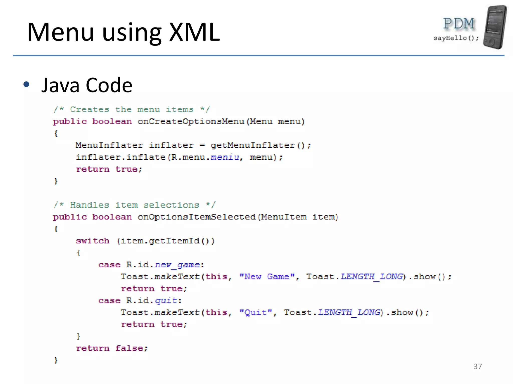 MDAD 4 - Android - Basics of UI Applications | PPT