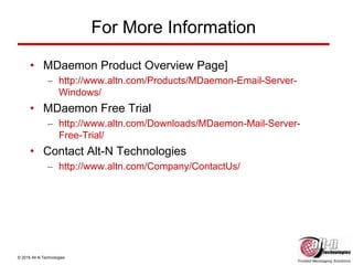 MDaemon Messaging Server Version 16 Feature Overview | PPTX