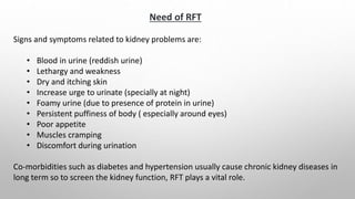 Renal Function Tests (RFT) | PPTX