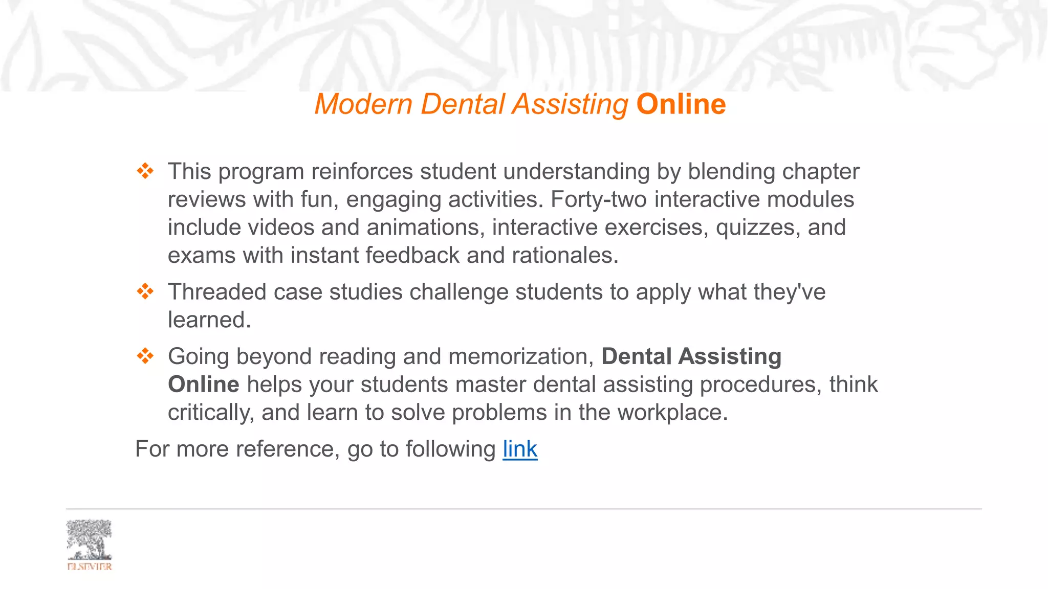 Modern Dental Assisting Instructor Resources for Distance Education | PPTX