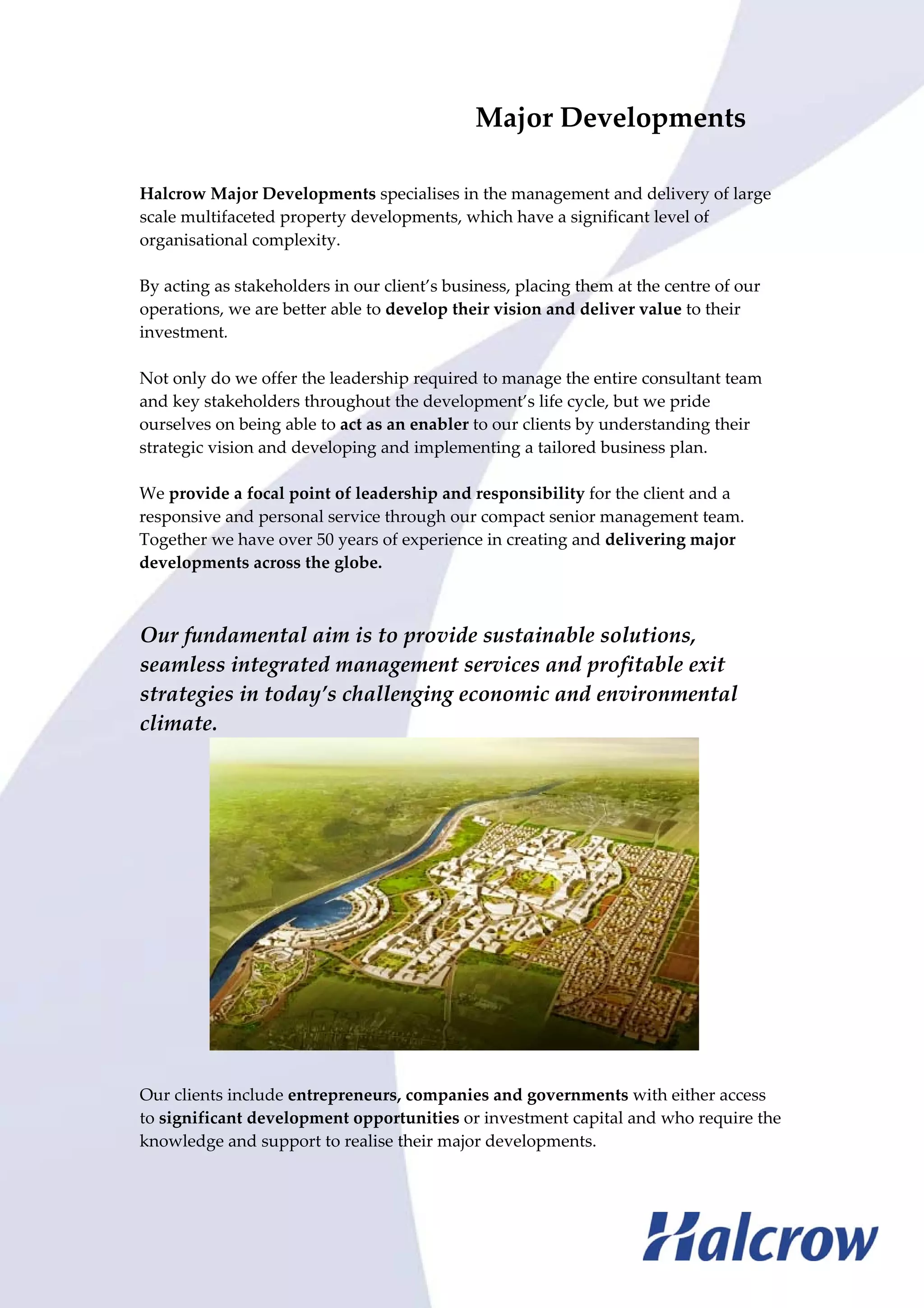 Halcrow Major Developments | PDF