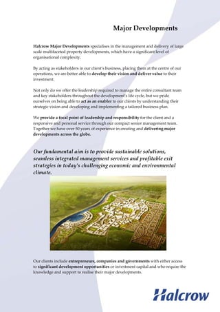 Halcrow Major Developments | PDF