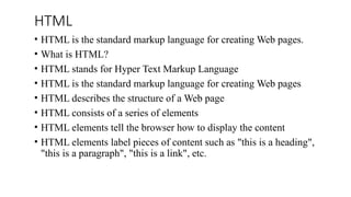 Hyper text markup language course details description | PPTX