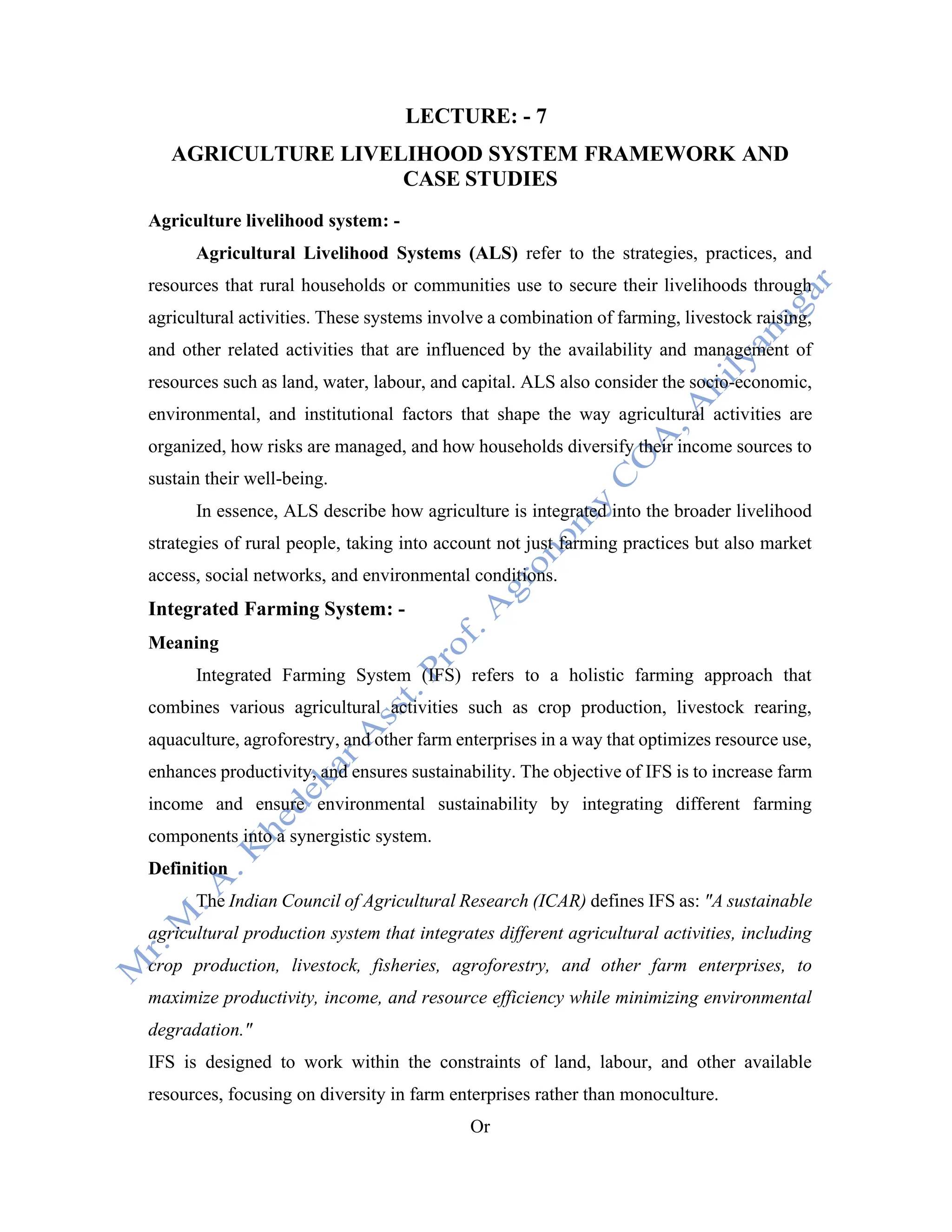 MDC 111 Theory Farming-based Livelihood Systems | PDF