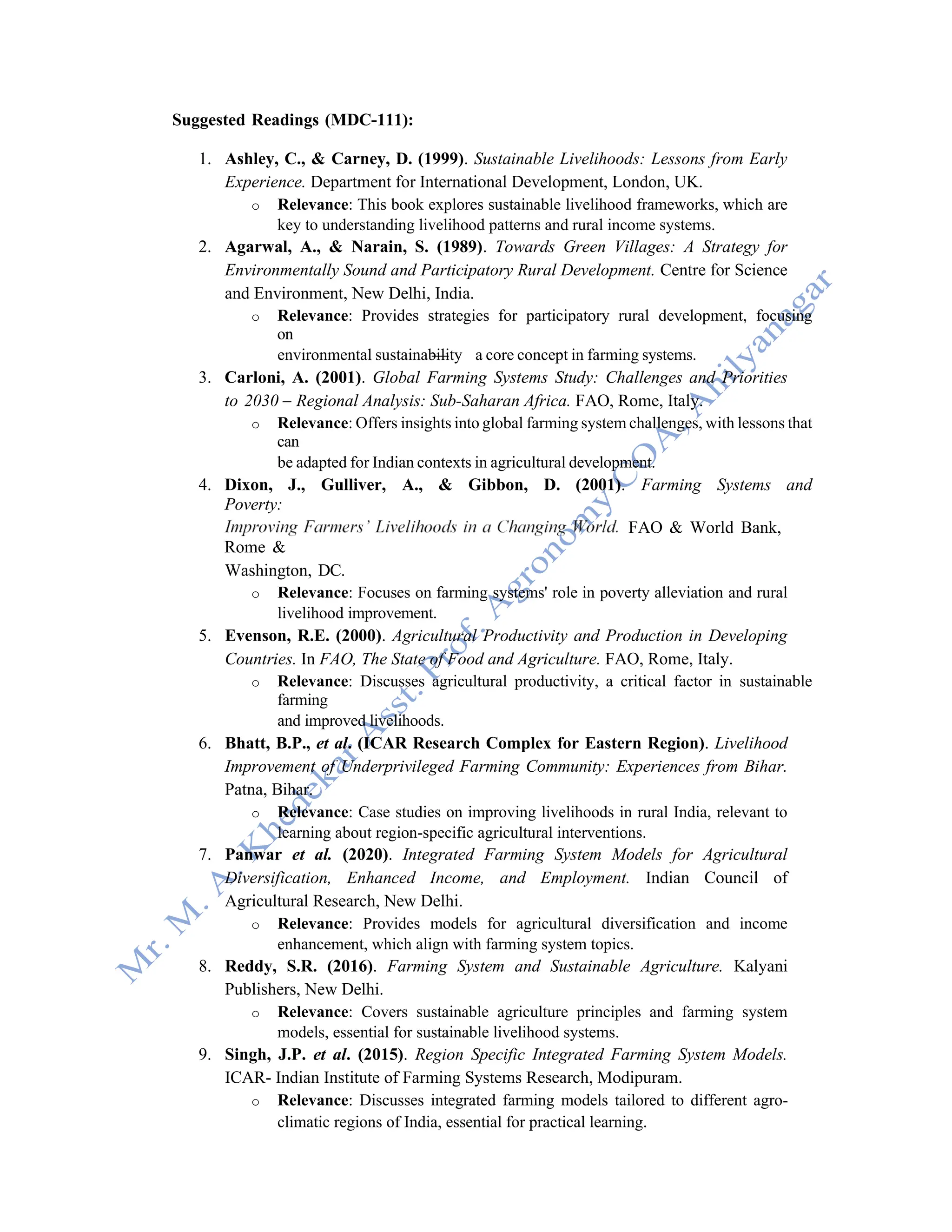 MDC 111 Theory Farming-based Livelihood Systems | PDF