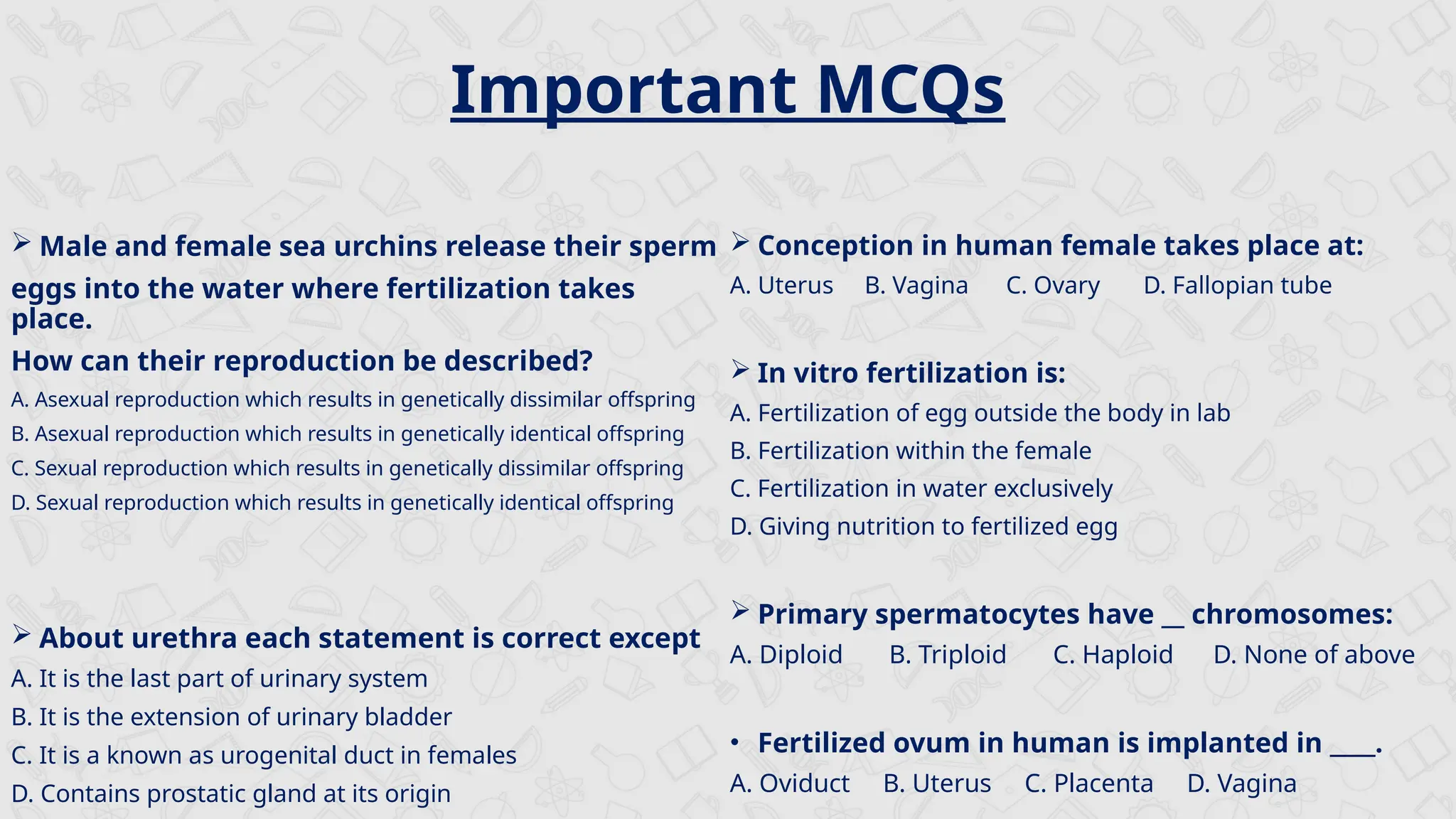 MDCAT Biology Session II - Male & Female Reproductive System and ...