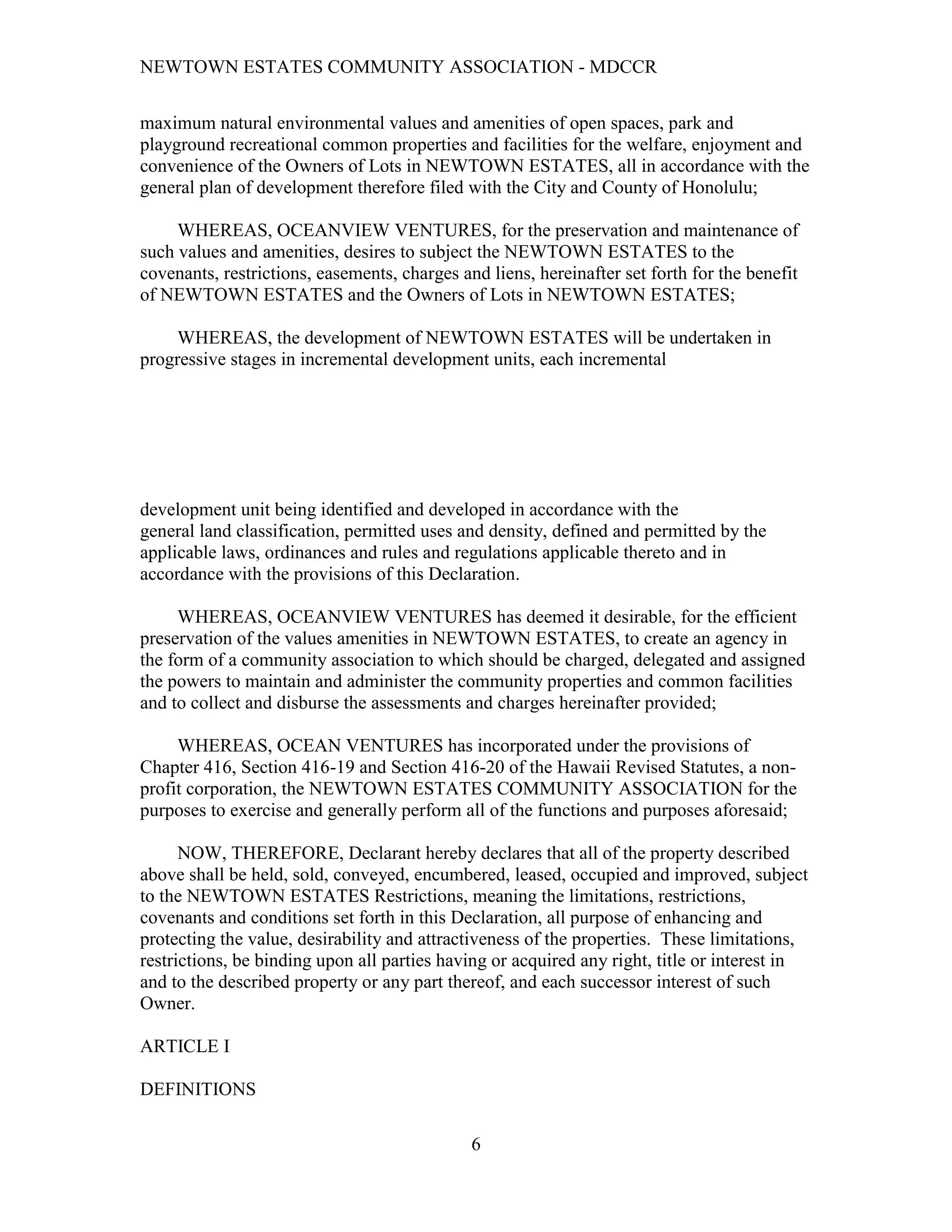 MDCCR- MASTER DECLARATION CODES COVENANTS AND | PDF