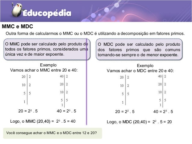 Mdc e mmc - multiplos e divisores