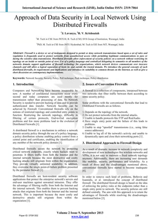 Approach of Data Security in Local Network Using Distributed Firewalls | PDF