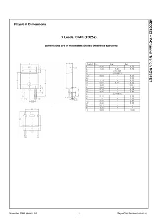Original P-Channel Mosfet MDD3752RH 3752 43A 40V TO-252 New MagnaChip ...