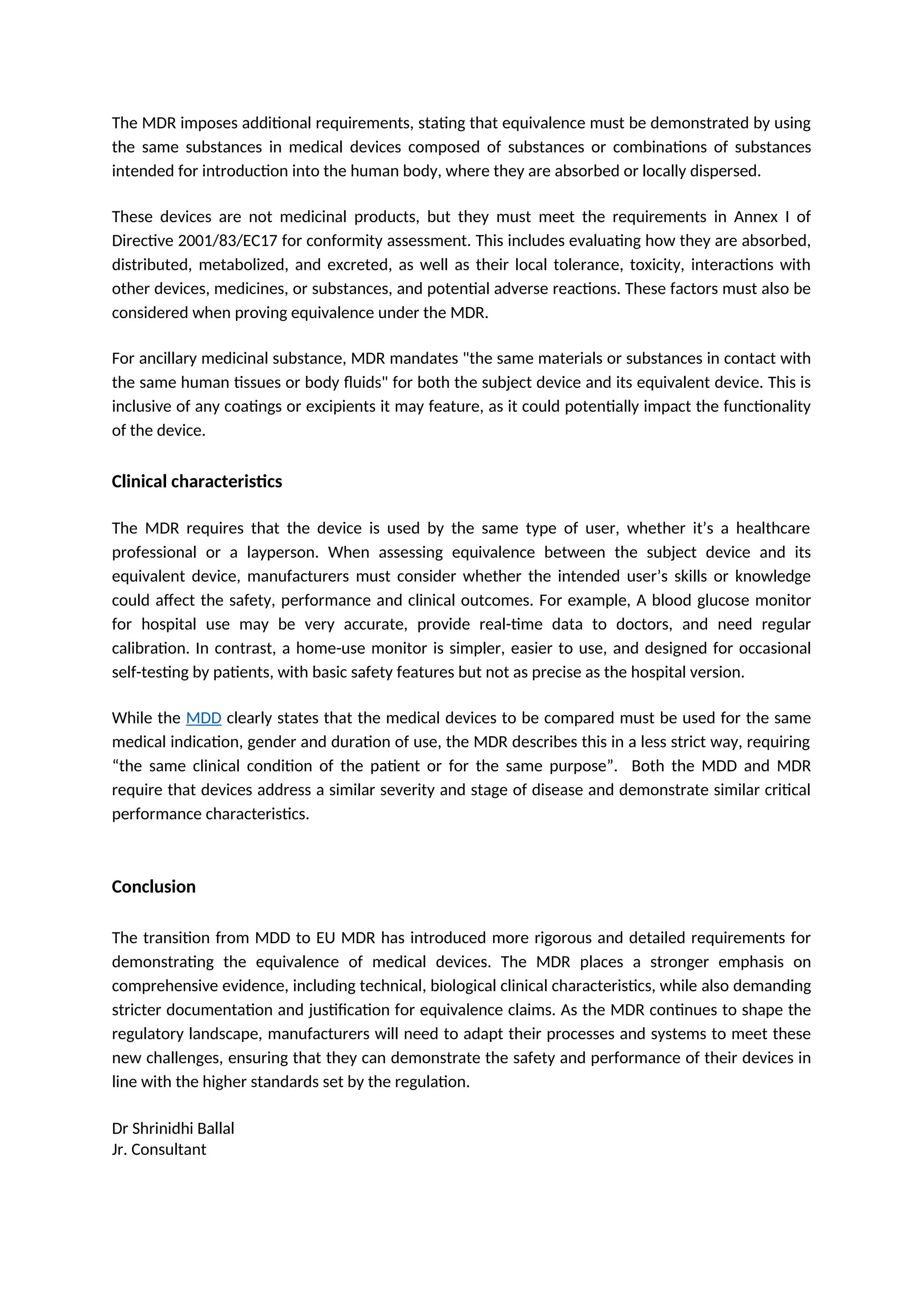 Key Differences Between EU MDR and MDD in Demonstrating Equivalence of ...