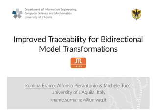 Improved Traceability for Bidirectional Model Transformations - MDETools2018 | PDF