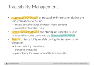 Improved Traceability for Bidirectional Model Transformations ...