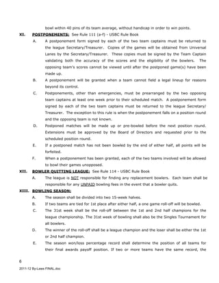 Metro Detroit Friday Night Mixed By-Laws | PDF | Bowling | Sports