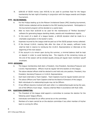 Metro Detroit Friday Night Mixed By-Laws | PDF